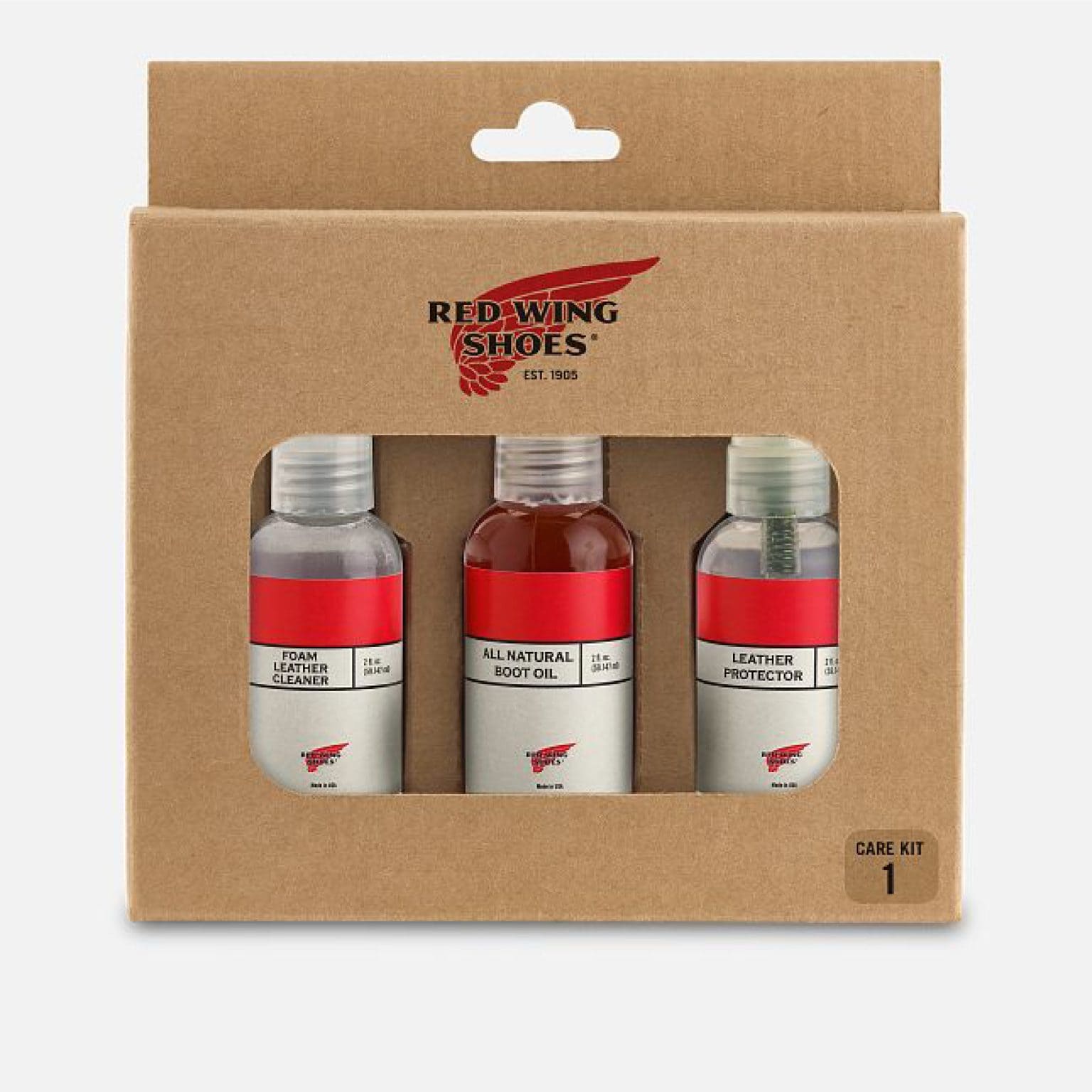 RED WING 98017 CARE KIT 1 (FOAM LEATHER CLEANER, ALL NATURAL BOOT OIL ...