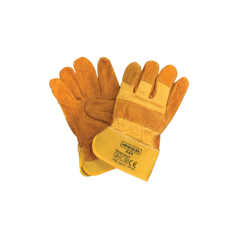HERCULES HALF LEATHER HAND GLOVE YEL (3 STAR) 10 1/2" - The Leeden Store