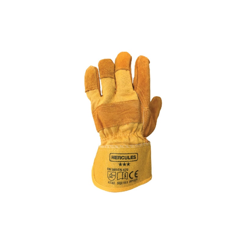 HERCULES HALF LEATHER HAND GLOVE YEL (3 STAR) 10 1/2" - The Leeden Store